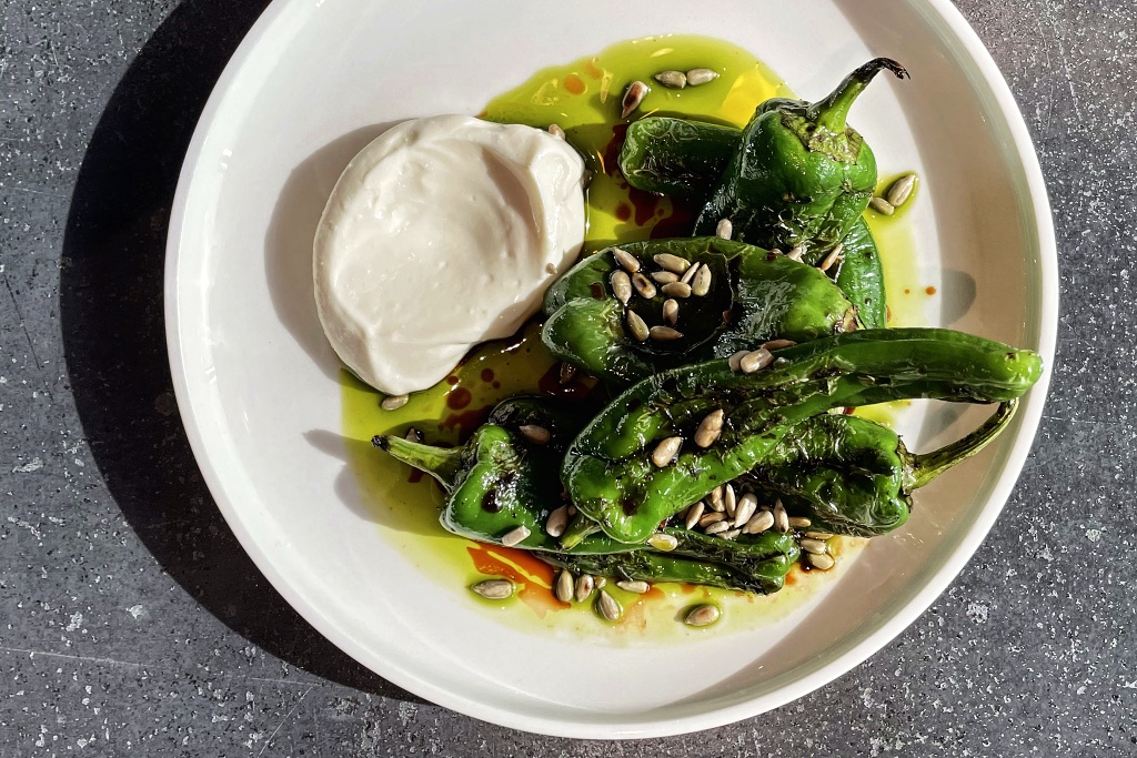 Padrone peppers with goat cheese and tamari - kojibakers